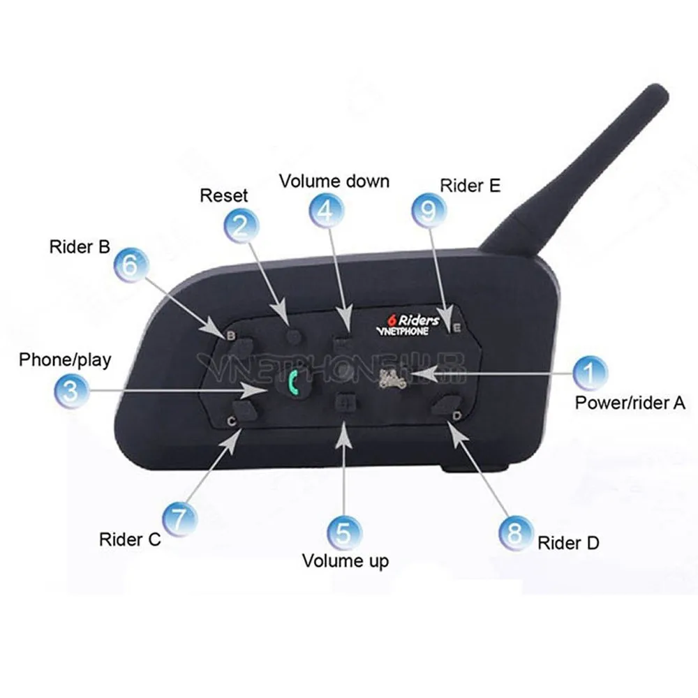 2017 Newest Version V6 1200m Motorcycle Helmet Bluetooth Intercom ...