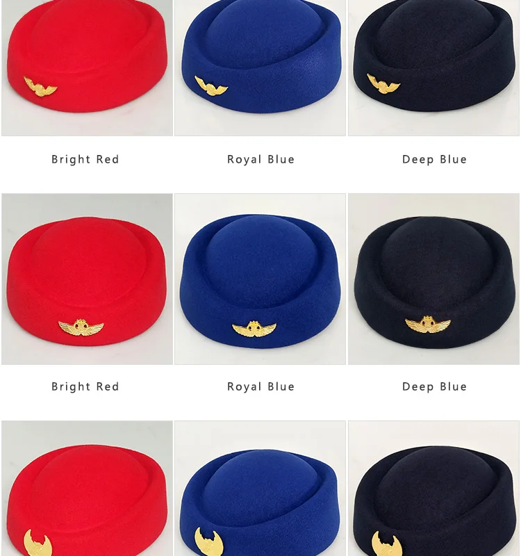 Custom Hat Wool Airline Pilot Caps Flight Stewardess Hats Air Hostess ...
