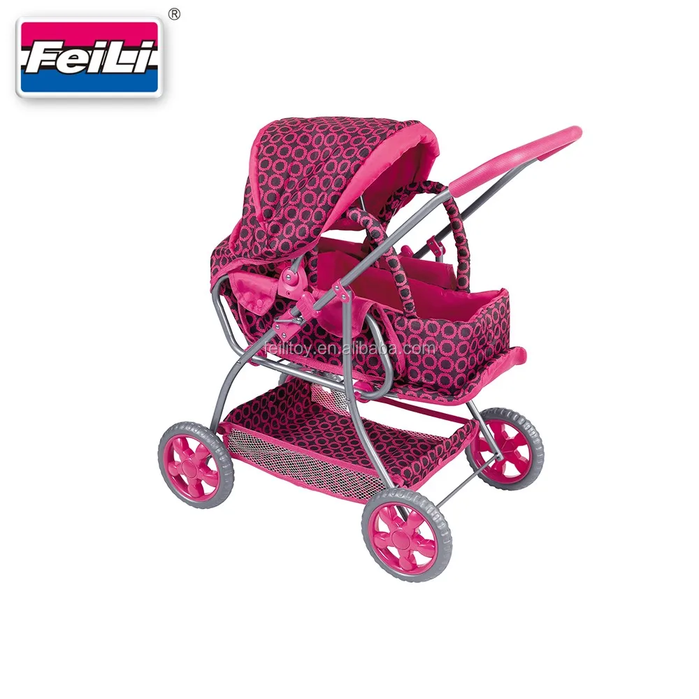 Fei Li Stroller Luxurious Metal Doll Pram Stroller With Basket Dolls