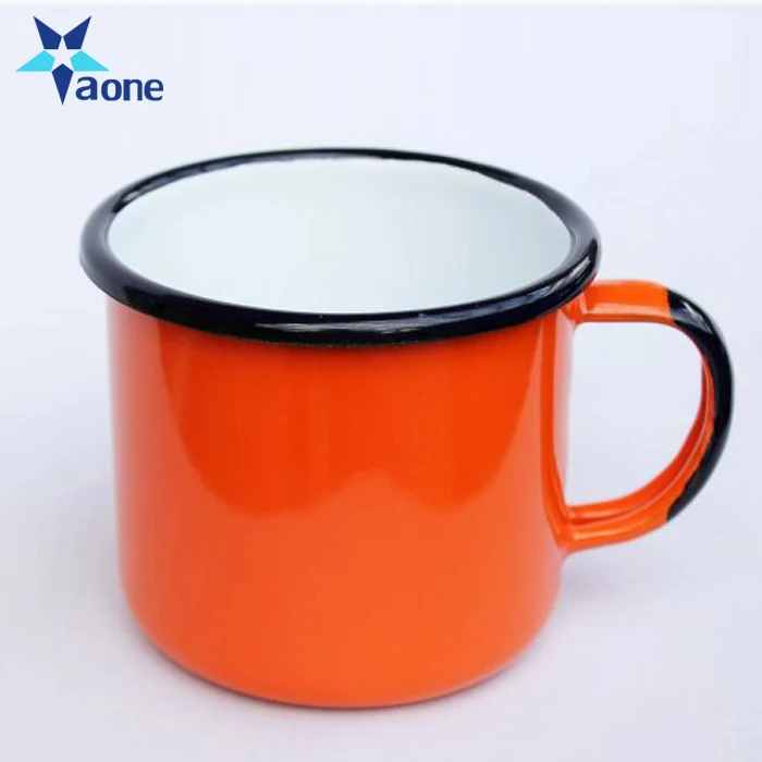 Wholesale Cheap Logo Printed Plain Orange Enamel Mug High Quality ...