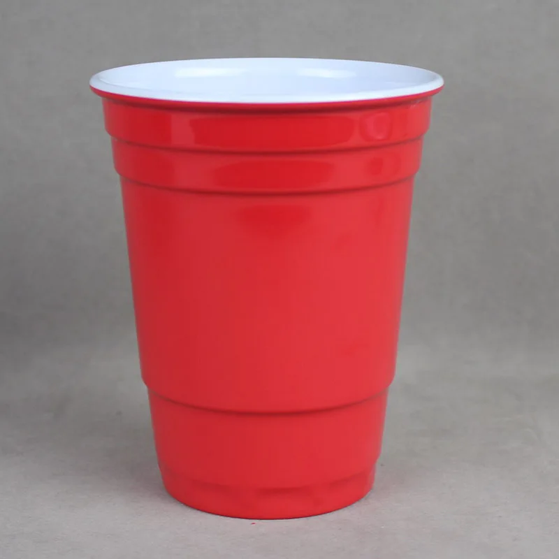 Double Wall 16 Oz. Red Plastic Party Cups Insulated For Drinking Beer ...