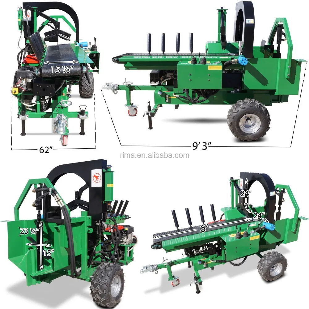 Log Splitter With Saw / Log Splitter With Box Wedge / Wood Processing ...