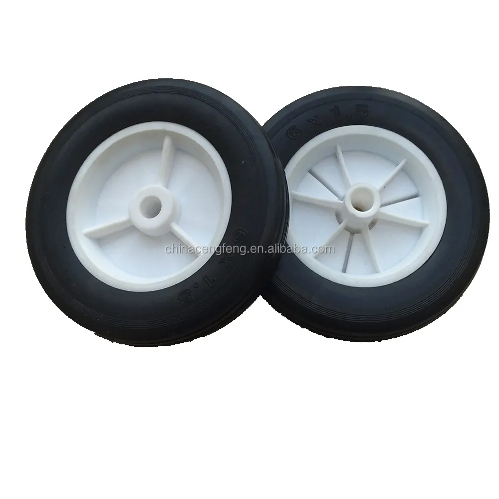 6" Inch Solid Rubber Wheel 6x1.5 Plastic Hub - Buy 6" Inch Solid Rubber ...