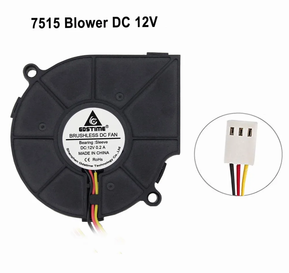 Gdstime Dc12v 75x75x15mm 75mm 70mm 3pin Blower Fan With Fg Function ...