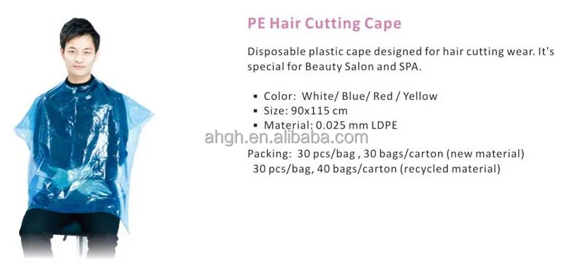 Plastic Hairdressing Cape For Hair Salon - Buy Disposable Cape ...