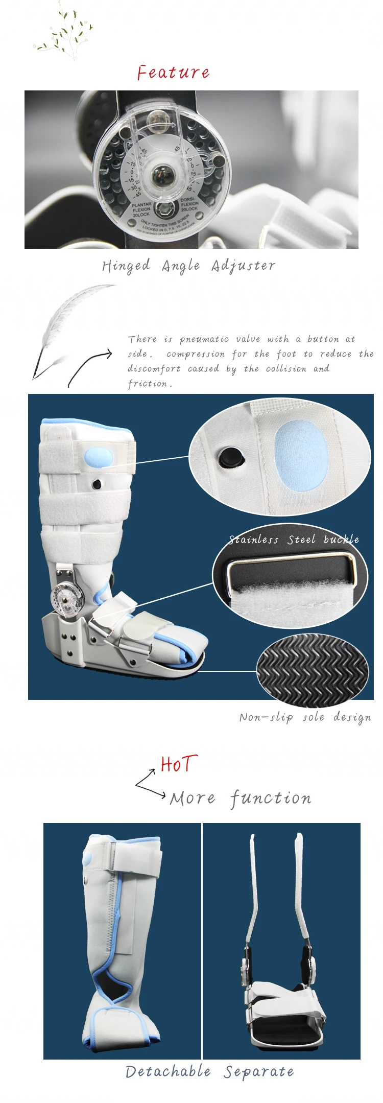 Professional AFO Rigid Adjustable Medical Boot for Ankle Fractures
