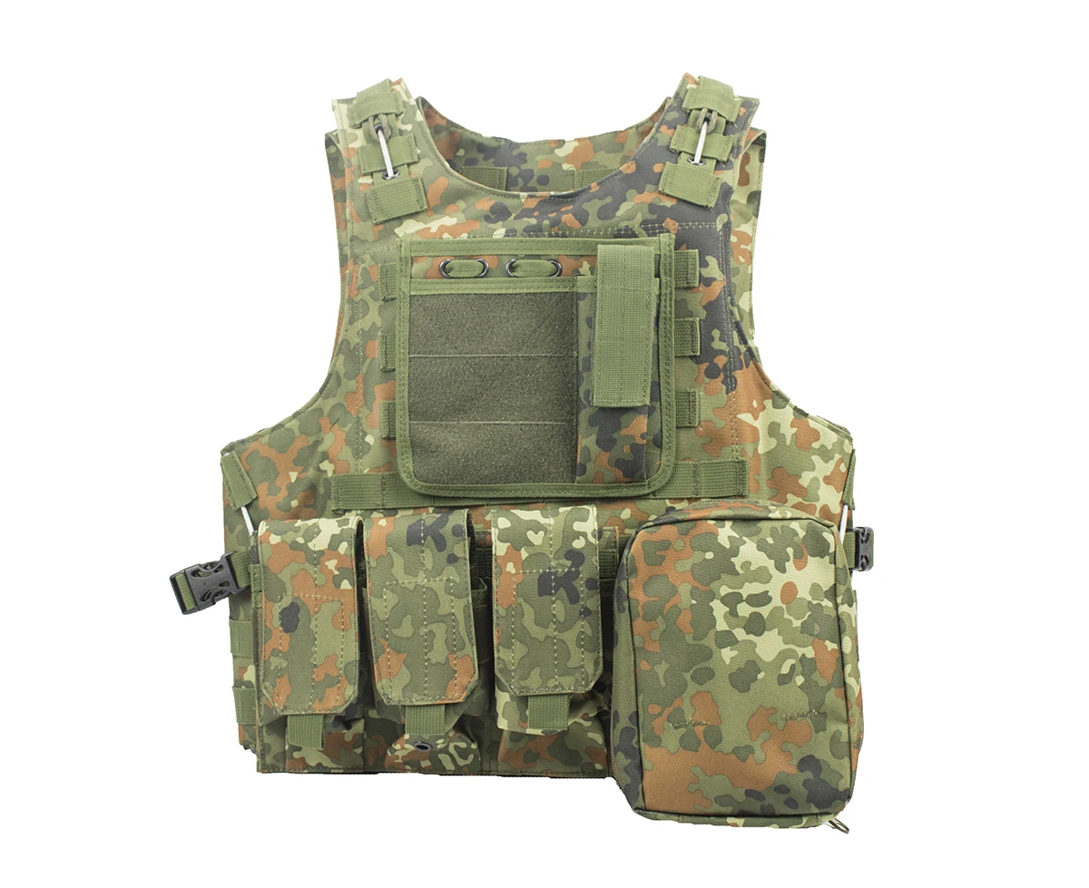 Tactical Flecktarn Camo Plate Carrier Vest with Mag Pouches