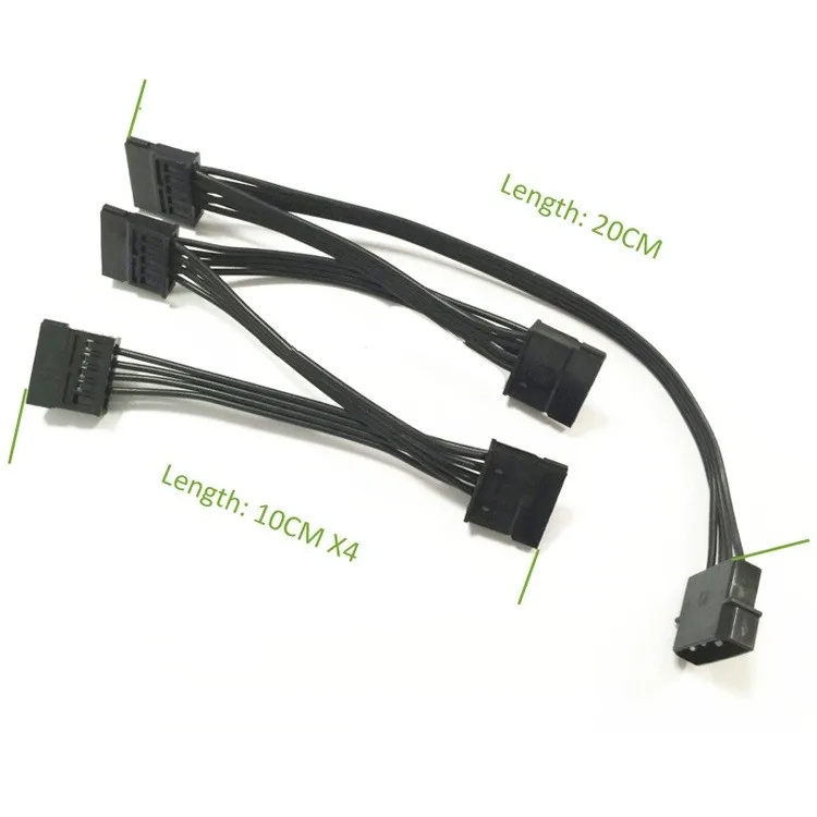 Computer Cable 4pin Ide Molex To Sata 15pin Splitter Hard Drive Power ...