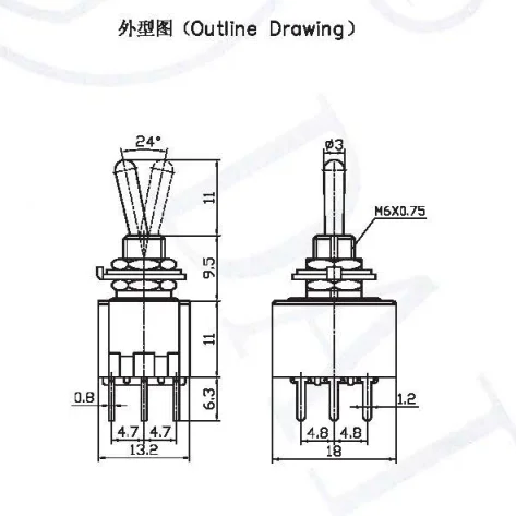 Mts-302 On-on 2 Way 3 Pole Double Throw Toggle Switch 9 Pin - Buy ...