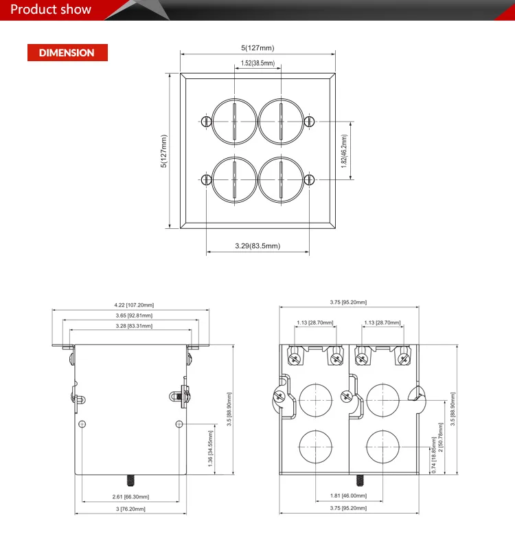 Cul Ul American Type Brass Raised Pop Up Recessed Electrical Floor ...