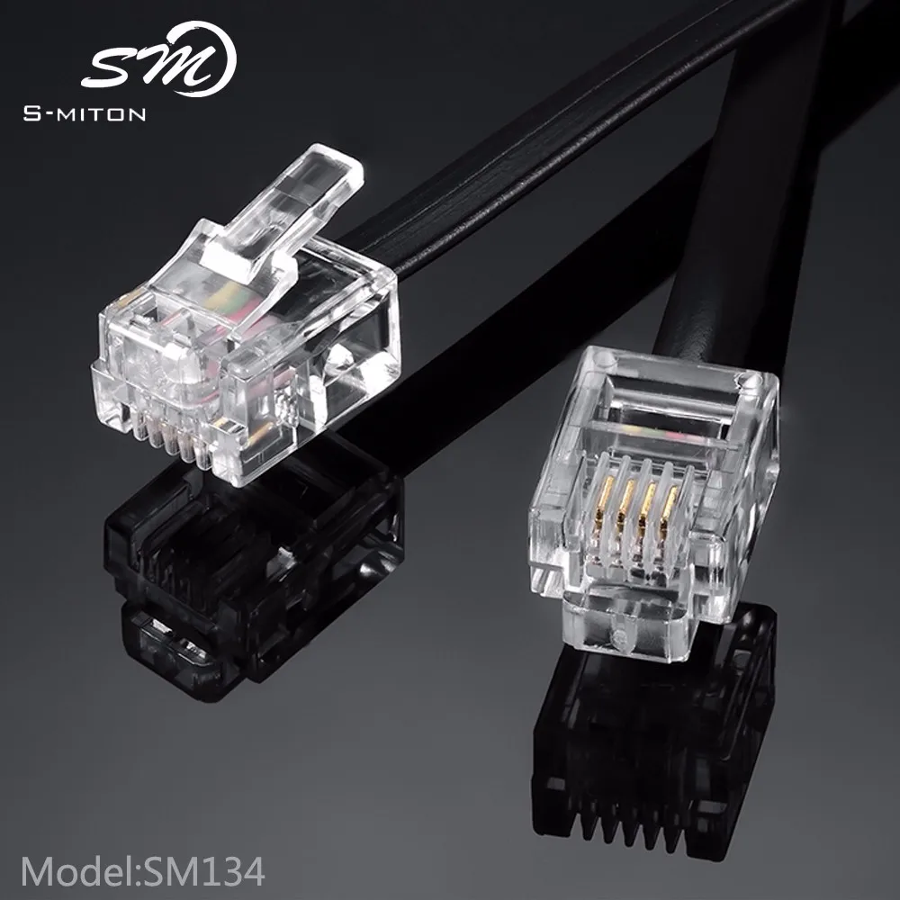 Adsl โมเด็ม2เมตรสีดำ Rj11 6p4c 4แกนสายเคเบิลโทรศัพท์ - Buy โทรศัพท์สาย ...