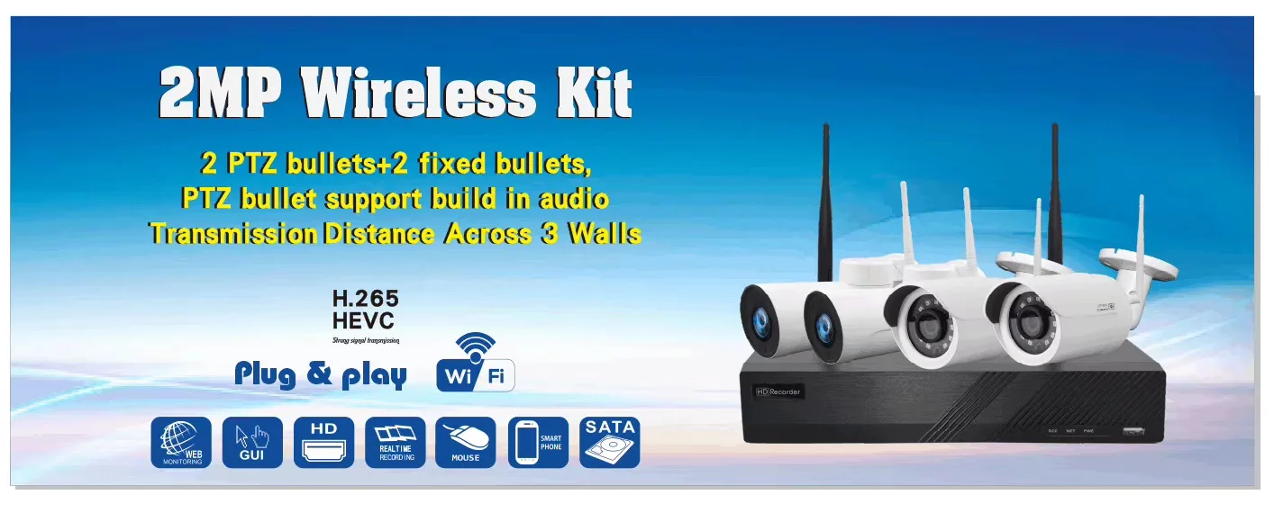 Hot!!! New Upgrading H.265 4ch 1080p Wifi Security Camera Wireless Nvr ...