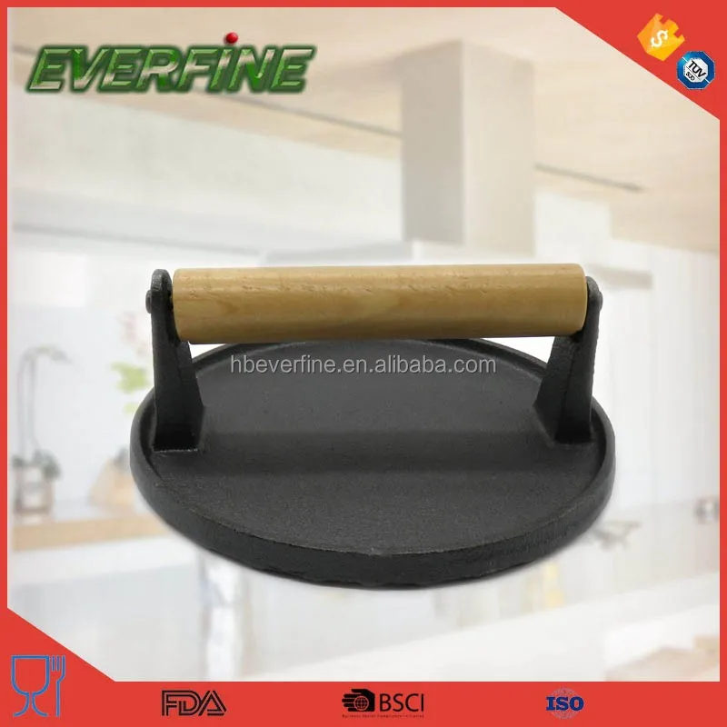 Cast Iron Barbecue Meat Pie Press,Tortilla Press With Wooden Handle ...
