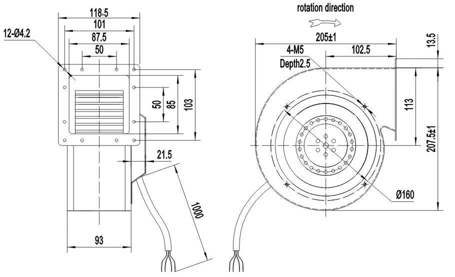160*60mm Ac Housing Centrifugal Fan / Ac Blower Fan 150*70mm - Buy Ac ...