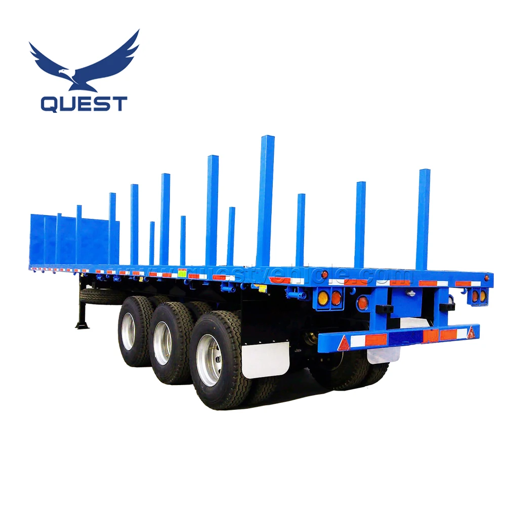 Cheap 2/3 Axle Timber 40ft Flatbed Semi Trailer Platform Trailer High ...