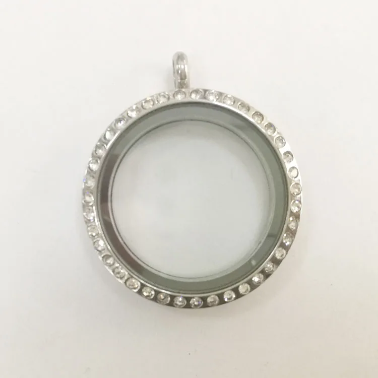 High Quality Stainless Steel Round Floating Glass Lockets With Stone ...