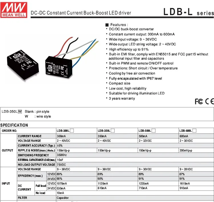 Meanwell DC-DC Buck-Boost LDB-350LW Constant Current Led Drivers for ...
