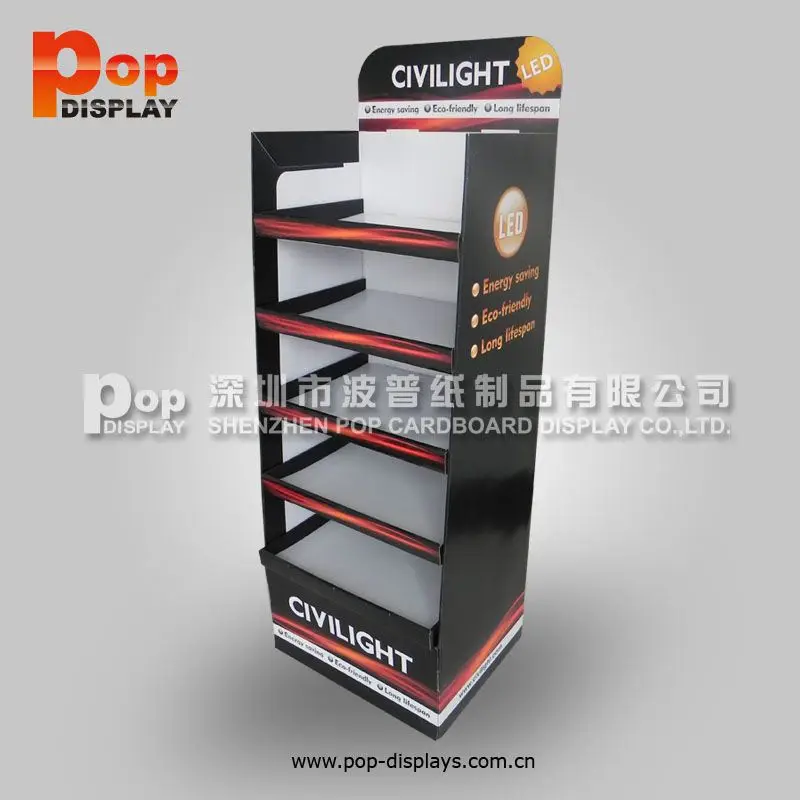 Light Shop Cardboard Floor Display Standing Led Lamp Bulb Display Rack ...