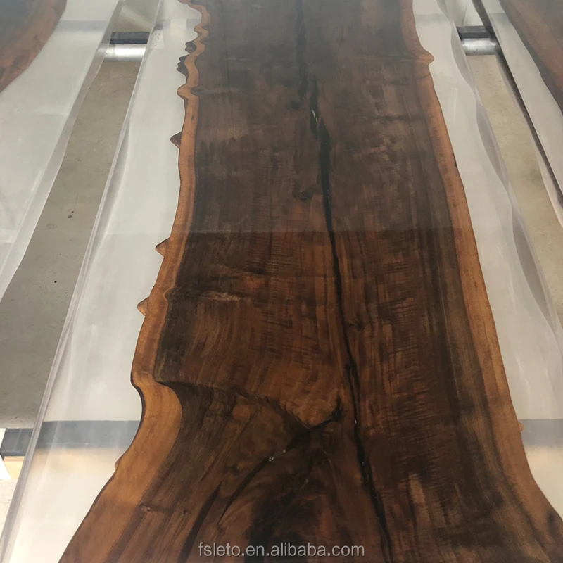 Epoxy Table American Black Walnut Slab + Clear Black Epoxy Resin Custom ...
