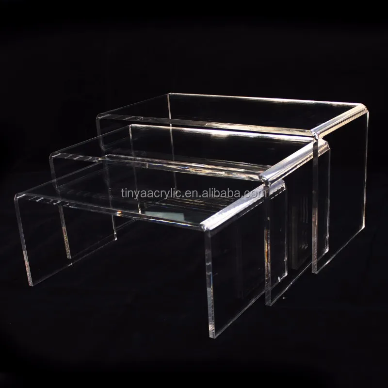 3 Pcs Set Small Square Acrylic Display Stand Table Toppers Clear ...