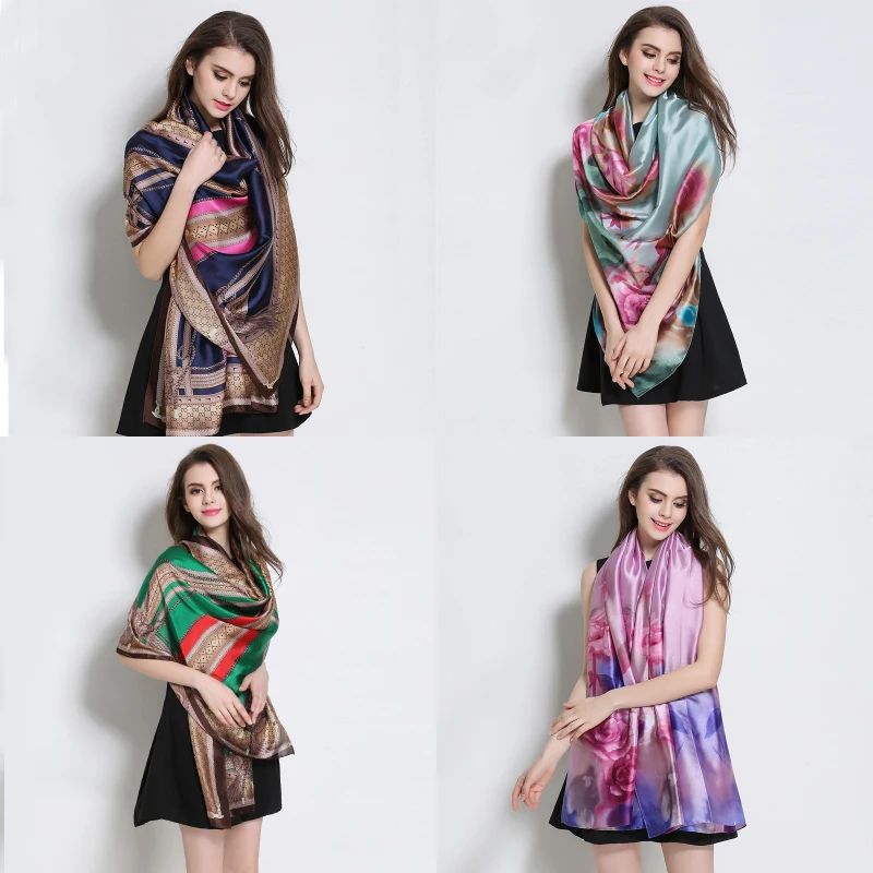 Soft Feeling Beautiful Design Custom Chinese Foulard Silk Scarfs For ...