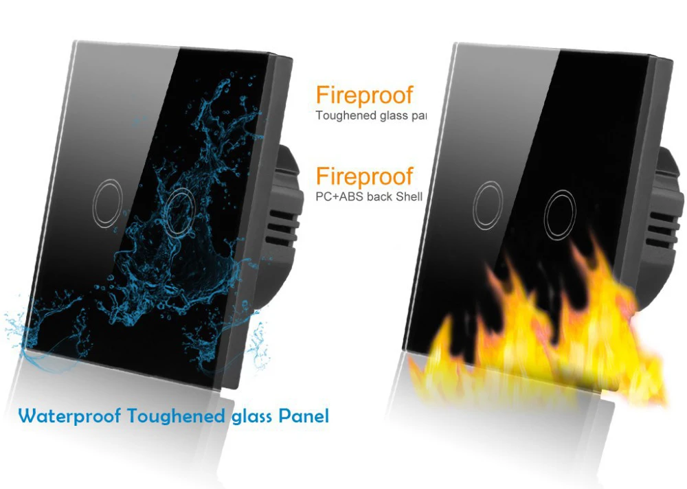 Remote Control Touch Switch Waterproof Crystal Glass Switches Panel 2 ...