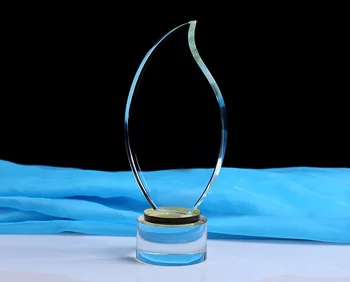 Full Clear Water Drop Flame Leaf Shaped Blank Crystal Plaque Glass ...