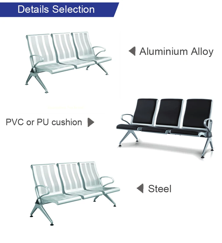 Airport Bus Terminal 3 Seat Metal Chair - Public Seating