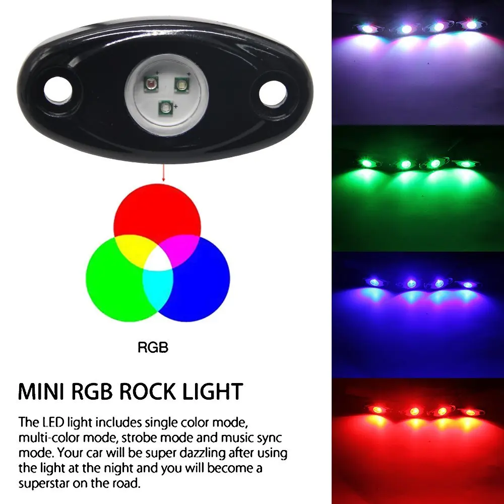 New Rock Lights 2 Inch Led Tail Dome Light Five Colors Rigid Led Side ...