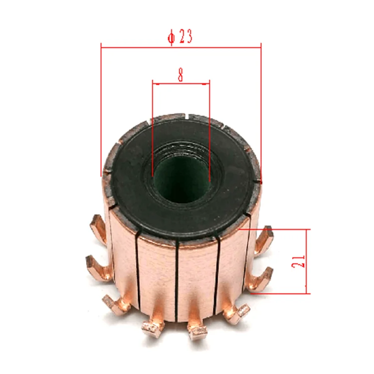 12 Segments Hook Type Commutator OD23*ID8*H22 Starter Commutator