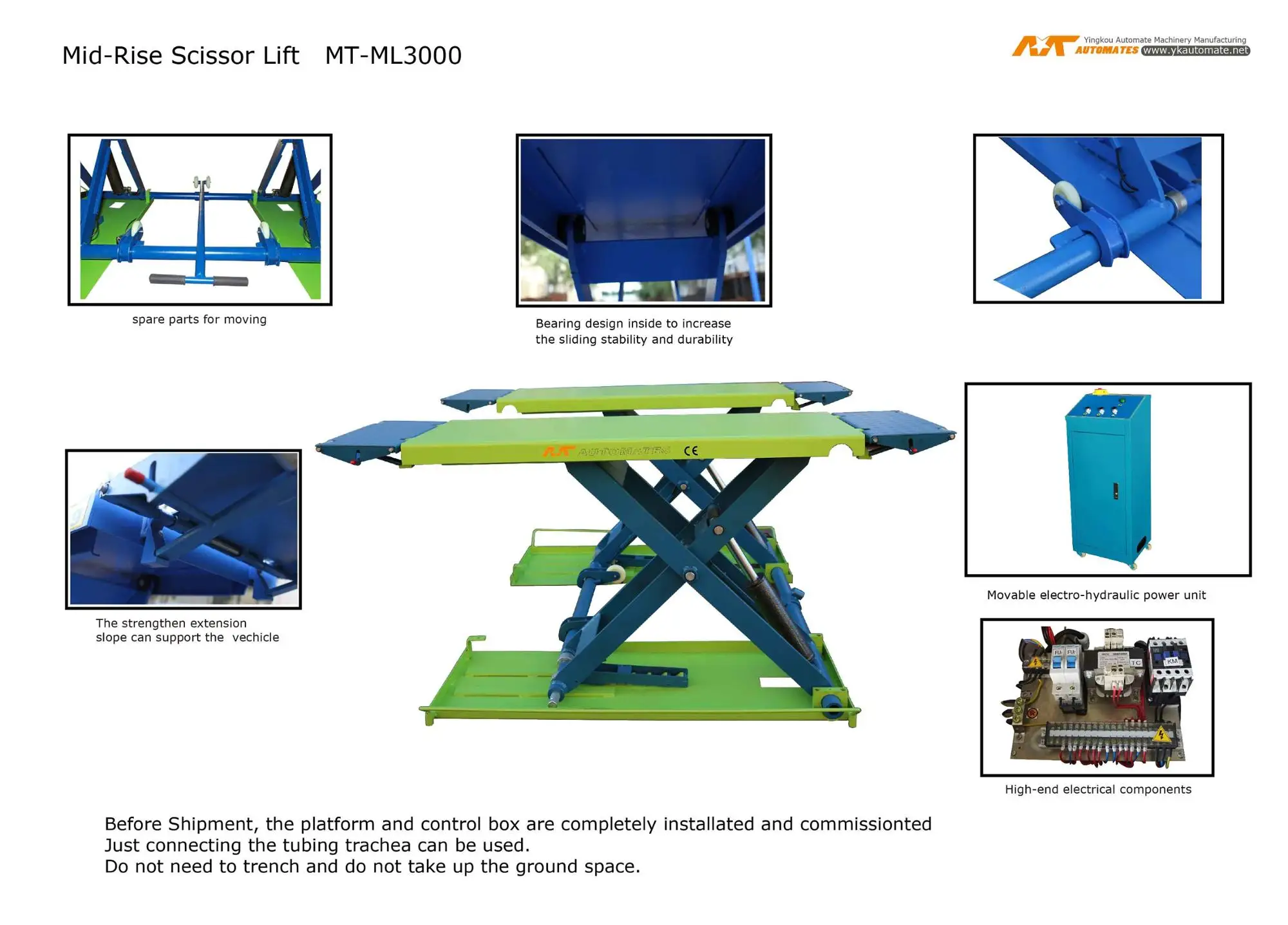 MT Hydraulic Portable Mid-Rise Scissor Car Lift MT-ML3000