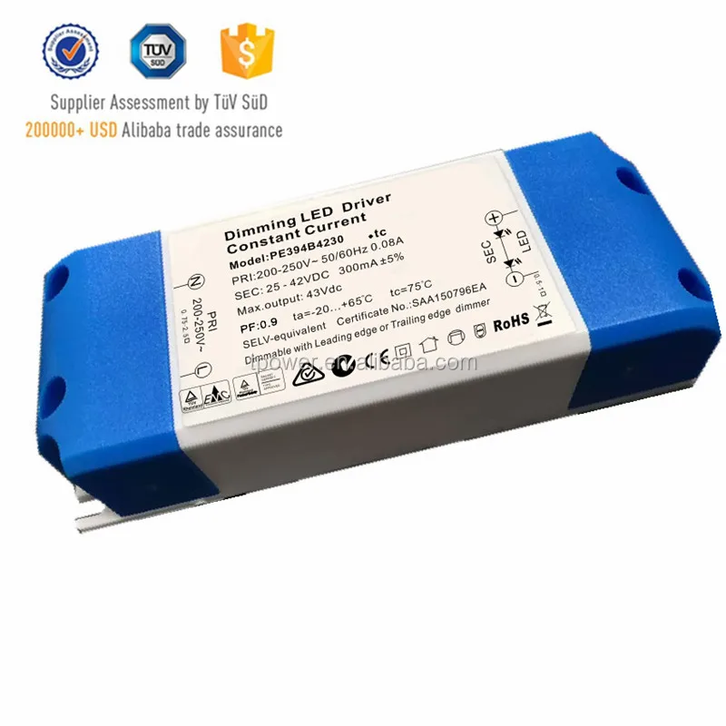 Triac Dimmer Led Driver 25-42v Dc 300ma 350ma 12w-100w Dimmable Led ...