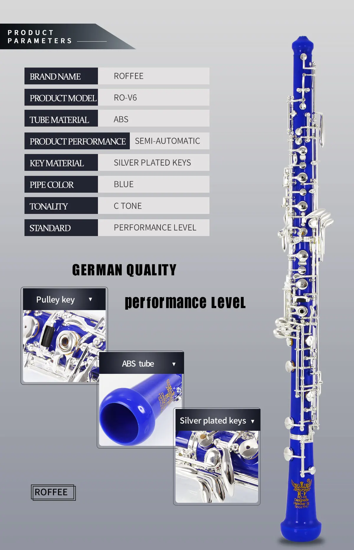 Roffee V6 Professional Performance Level Blue Abs Body Silver Plated ...