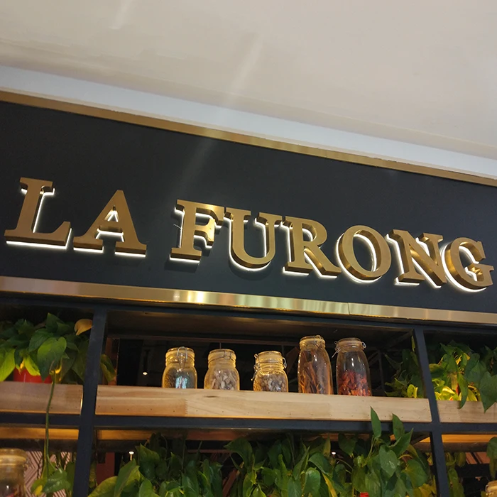 Stainless Steel Backlit Restaurant Outdoor Sign Board Designs