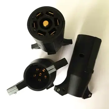 7 Pole Rv Male Plug To 6 Way Round Pin Socket 12v Trailer Wire Adapter ...