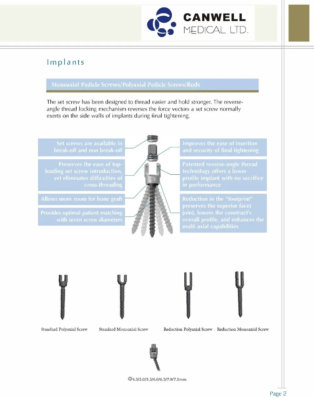 Spine Pedicle Screw Implants CanTSP for Polyaxial Monoaxial Pedicle ...