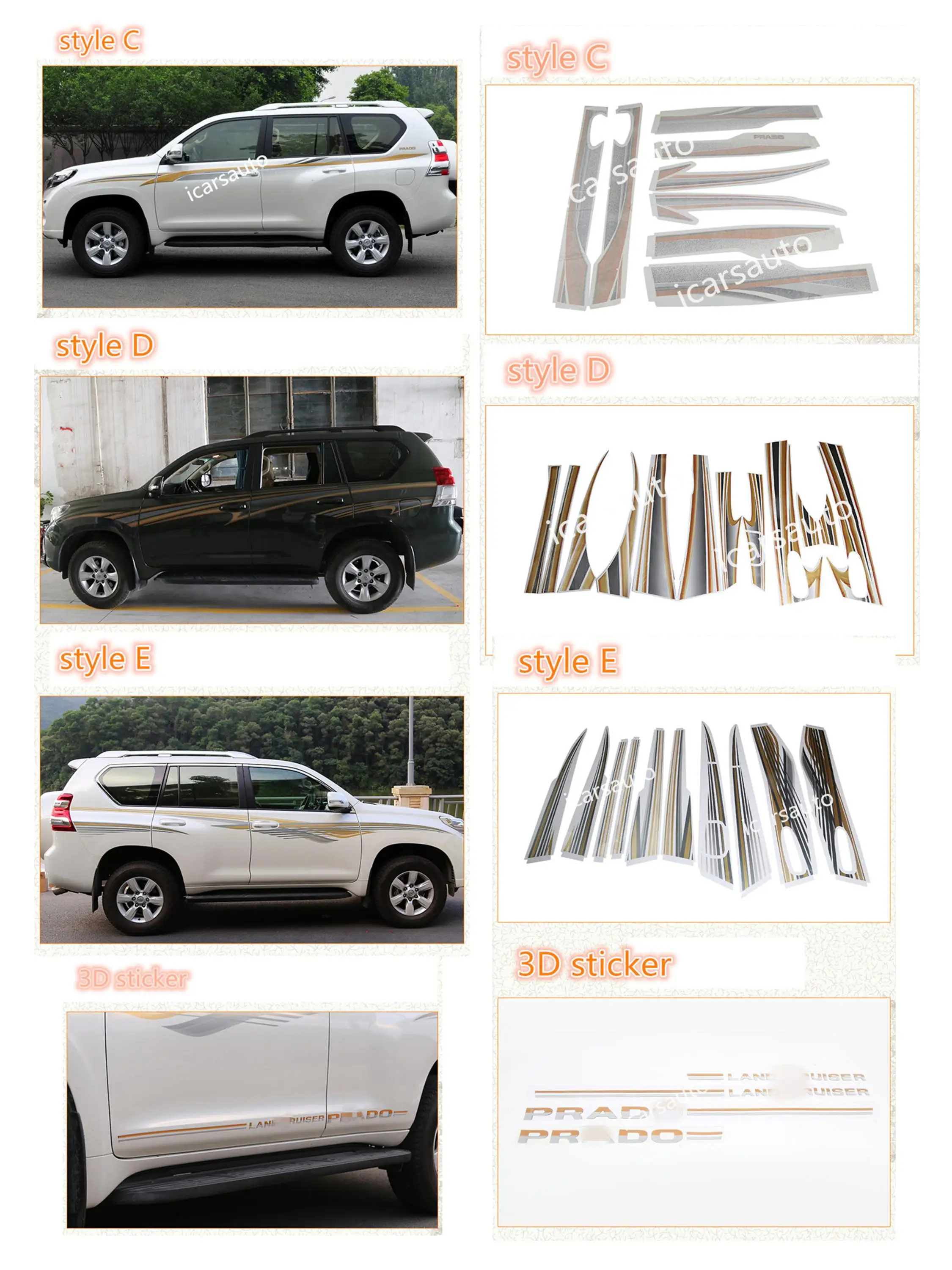 High Quality Body Sticker For Land Cruiser Prado Fj150 Fj120 Grj150 ...