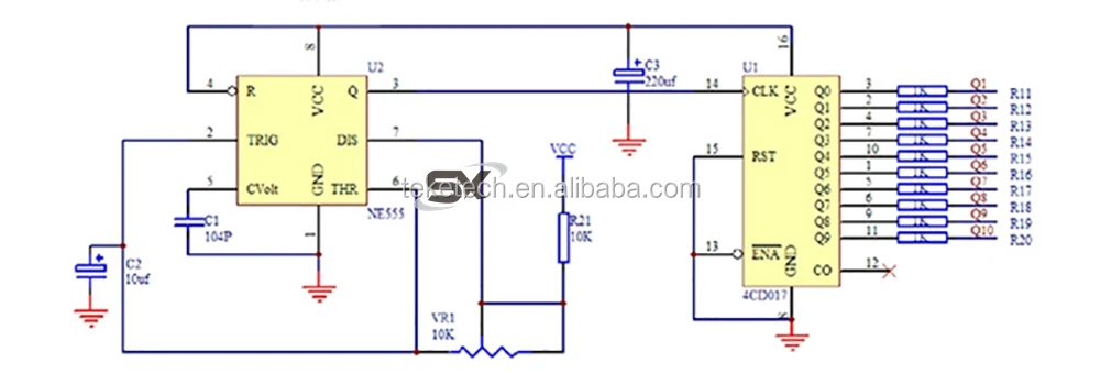 Diy Kit Flash Light Pcb Board 73 Leds Red Yellow Dual-color Flashing ...