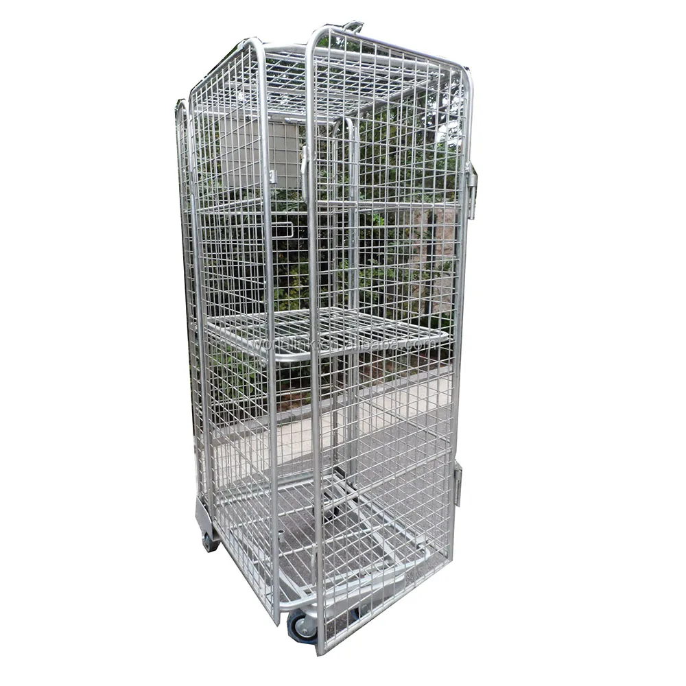 Heavy Duty Steel Foldable 4 Sides Cage Rocket Trolley Roll Cart - Buy ...