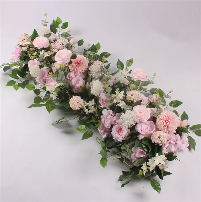 F-1407 Artificial 1m Silk White Champagne Table Runners Flower Wedding ...