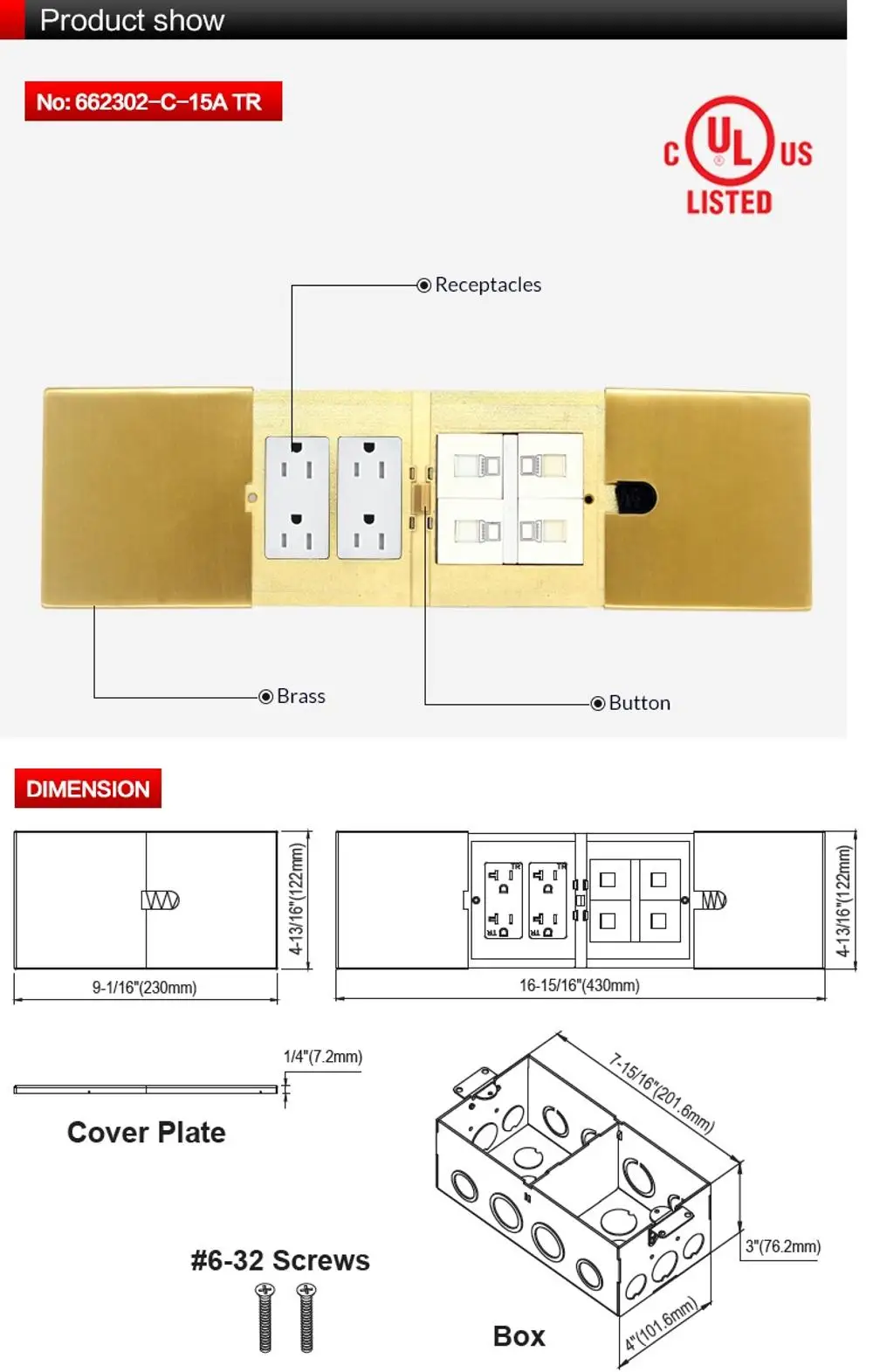 Ultra-thin Two-door Duplex Flat Push Electrical Outlets Floor Box - Buy ...