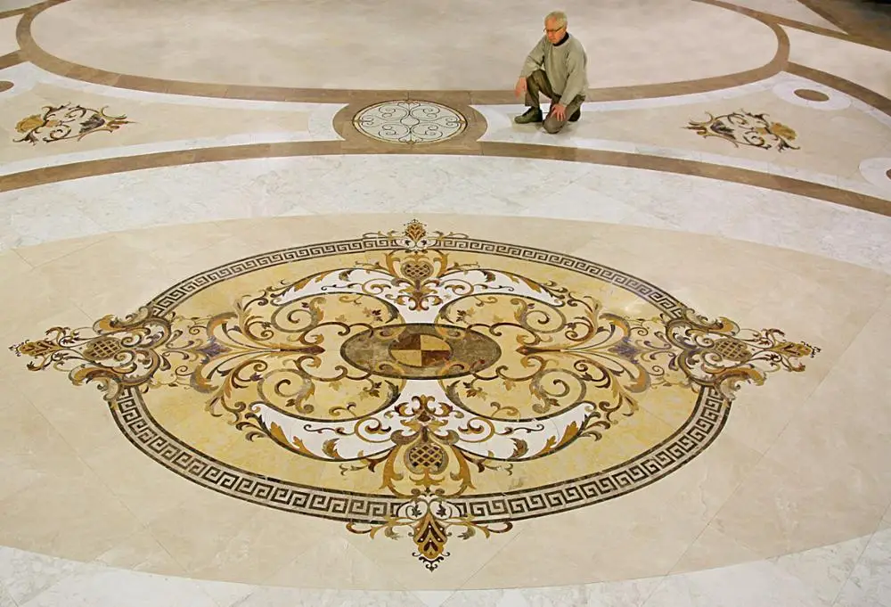 Prefab Custom Royal Arabic Majlis Water Jet Marble Flooring Designs For ...
