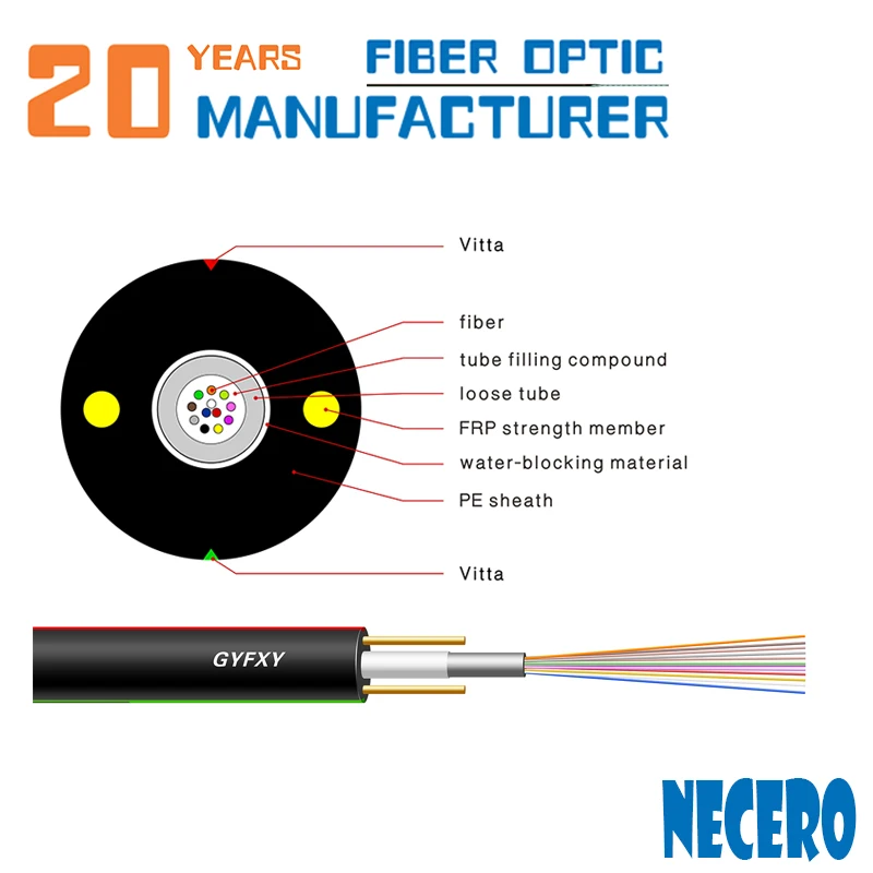 6 Core Fiber Optical Cable Two Frp Strength Member Gyfxy For Catv - Buy ...