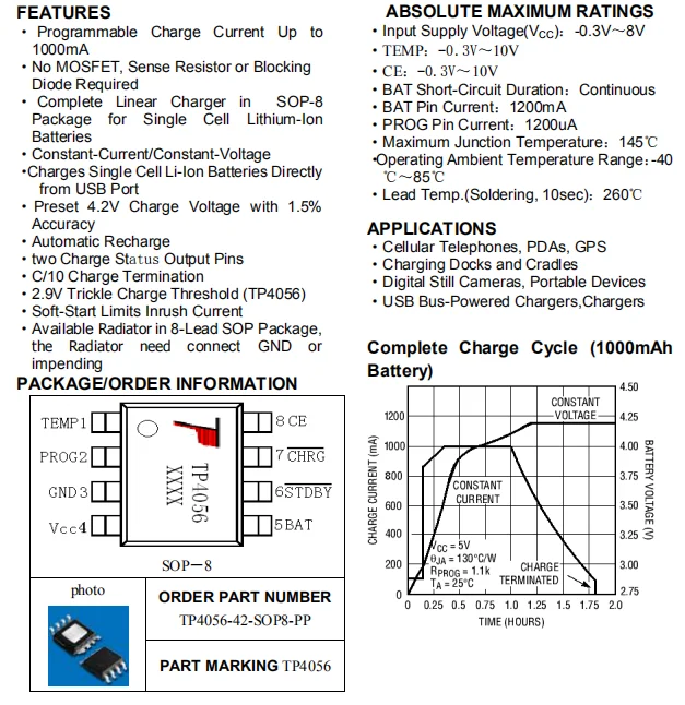 Tp4056 Ic Chip Tp 4056 Lithium Battery Charger Chip Ic Tp4056 Original ...