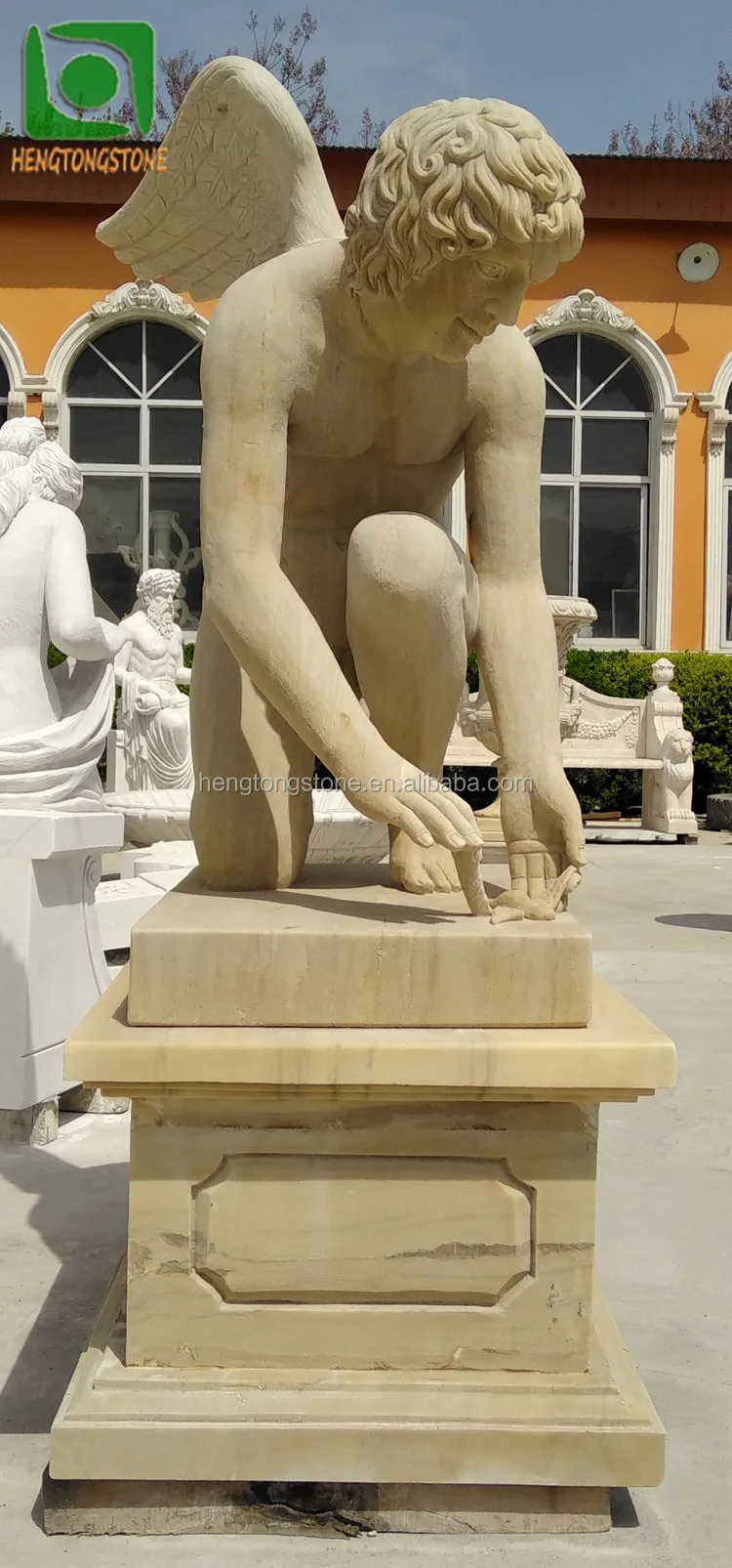 Yellow Stone Antique Male Angel Statue Sculpture - Buy Stone Male Angel ...