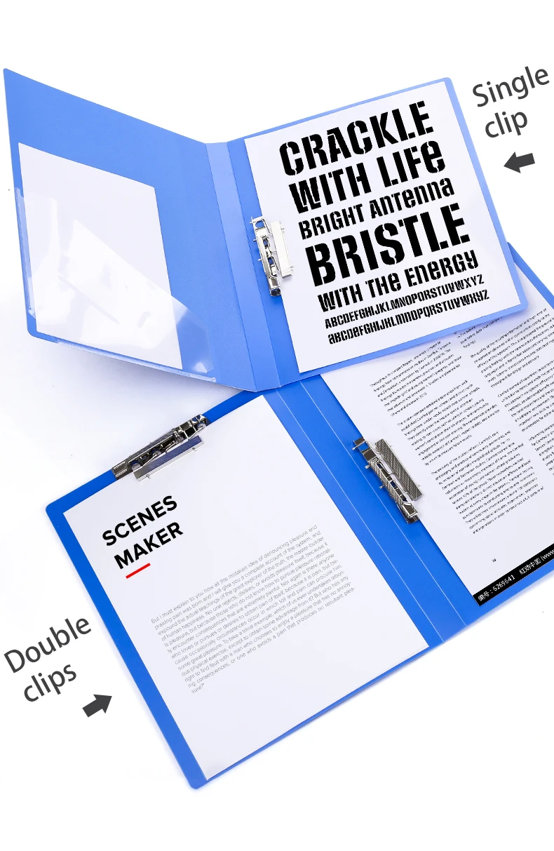 Folding Plastic Folder Double Clip Folder File Clipboard Learning Data ...