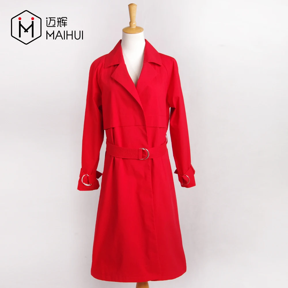 Women Red Color Coat Long Trench Coat For 2019ss New Style - Buy Red ...