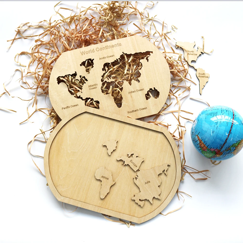 Laser Cut Wooden Puzzles World Map - Educational & Fun