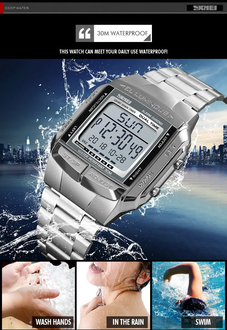 2 Time Zone Digital Watch SKMEI 1381 - Stylish & Functional