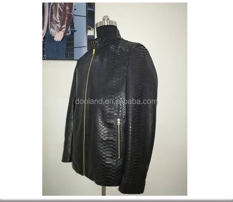 Latest Design Men Real Exotic Genuine Python Skin Leather Bomber Jacket ...